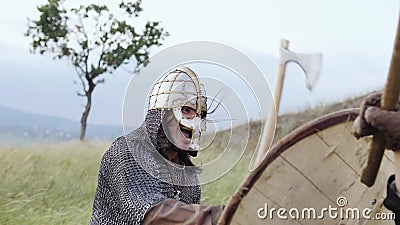Warrior of Viking are Hitting in the Shield during Attack . Stock ...