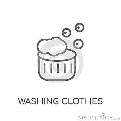 Washing Clothes Linear Icon. Modern Outline Washing Clothes Logo Vector ...