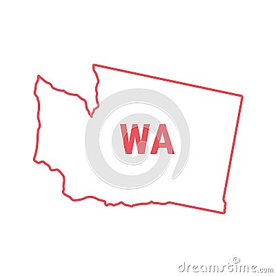 Washington US State Map Red Outline Border. Vector Illustration. Two ...