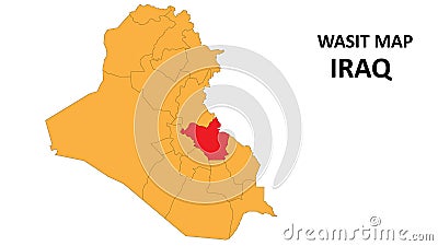 Wasit Map Is Highlighted On The Iraq Map With Detailed State And Region ...