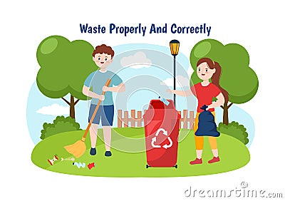 Waste Properly And Correctly Vector Illustration With Demonstration Of ...