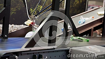 Waste Sorting by Mechanical Manipulator. Stock Footage - Video of ...