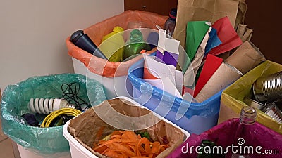 Home Waste Sorting System. Separate Garbage Collection. Household Boxes ...