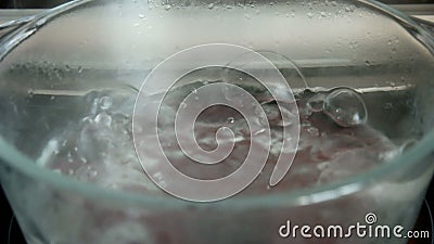 Water Boiling In Glass Bowl Stock Footage - Video of vapor, heat: 68954428