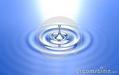 Pure Water Drop Ripples Blue Background Stock Photo - Image: 66081955