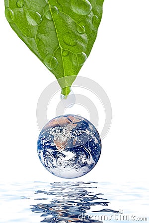 Water Drop Falling Onto Earth Planet Isolated Stock Photography - Image ...