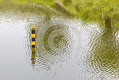 Water Level Pole Indicating Water Depth Of Natural Lake In Summer ...