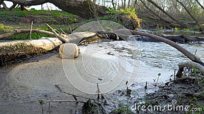 Water Pollution on River Surface. Water Pollution Problem. Garbage in ...