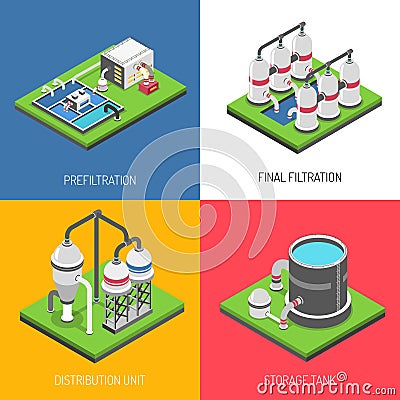 Water Purification 2x2 Design Concept Vector Illustration ...