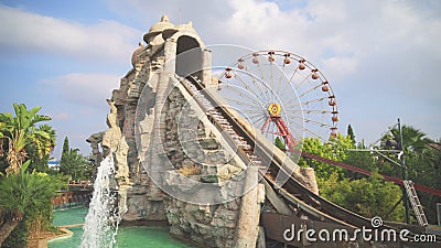 Water roller coaster. stock footage. Video of entertainment - 132331006