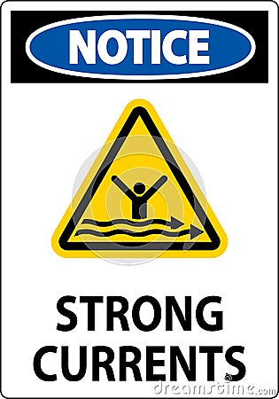 Water Safety Sign Notice - Strong Currents Vector Illustration ...