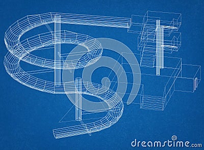 Water Slide Design - Architect Blueprint Royalty-Free Stock Photography ...