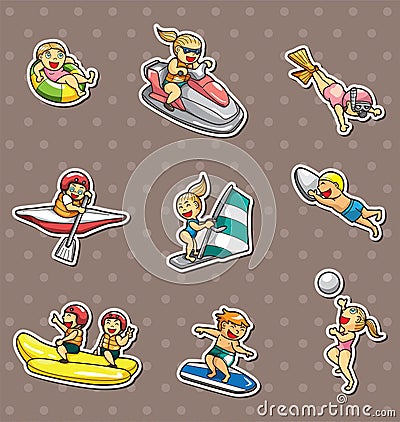 Water Sport Stickers Cartoon Vector | CartoonDealer.com #25683205