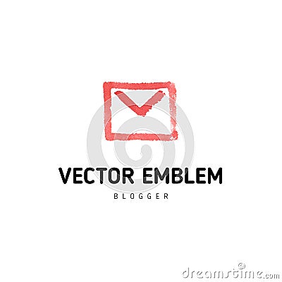 Watercolor Email Icon With Image Of Letter And Envelope. Royalty-Free ...