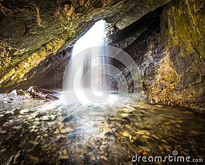 Waterfall Coming From Hole In Cave Ceiling Stock Image | CartoonDealer ...