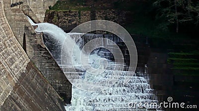 Waterfall Flows Out of Concrete Dam Along Cascade Steps Stock Video ...