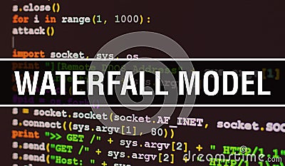 Waterfall Model Concept With Random Parts Of Program Code. Waterfall Model With Programming Code ...