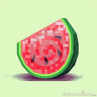Playful Watermelon Pixel Art: A Playful 8-bit Game Item Stock ...