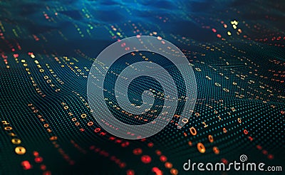 Waves Of Computer Code. Binary Code Big Data. Information Field, Binary Code, Data Encoding ...