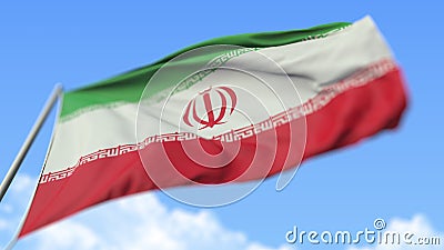 Flying National Flag of Iran, Low Angle View. Loopable Realistic Slow ...