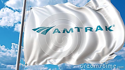 Waving Flag with Amtrak Logo. 4K Editorial Animation Stock Footage ...
