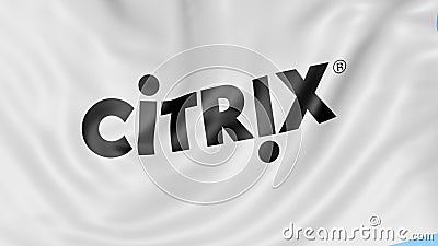 Waving Flag with Citrix Systems Logo. Seamles Loop 4K Editorial ...