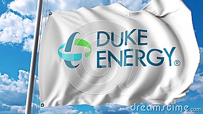 Waving Flag With Duke Energy Logo. Editoial 3D Rendering Editorial ...