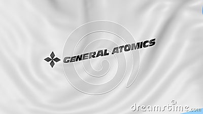 Waving Flag with General Atomics Logo. Seamles Loop 4K Editorial ...