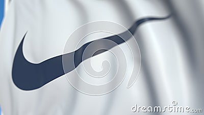 Waving Flag with Nike, Inc. Logo, Close-up. Editorial Loopable 3D ...
