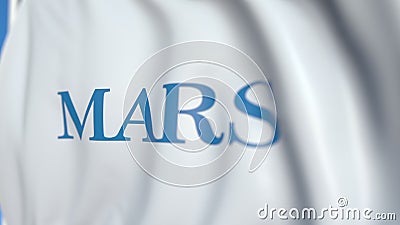 Flying Flag with Mars Incorporated Logo, Close-up. Editorial Loopable ...