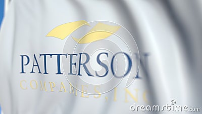 Waving Flag with Patterson Companies Logo, Close-up. Editorial Loopable ...