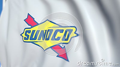 Waving Flag with Sunoco Logo, Close-up. Editorial Loopable 3D Animation ...
