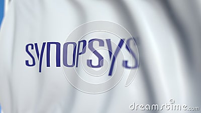 Waving Flag with Synopsys Logo, Close-up. Editorial Loopable 3D ...