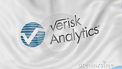 Waving Flag with Verisk Analytics Logo. Seamles Loop 4K Editorial ...