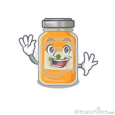 Waving Friendly Pineapple Jam Cartoon Character Design Vector ...