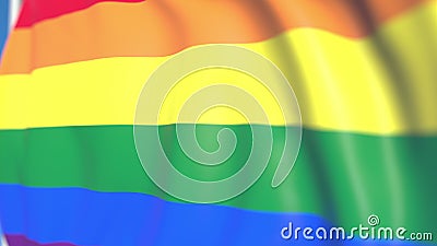 Waving Rainbow Gay Pride Flag Close-up, Loopable 3D Animation Stock ...