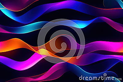 Wavy Seamless Pattern Texture With Neon Gradient Multicolored Curved Waves On Bright Rainbow ...