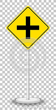 4 Way Intersection Sign Isolated On Transparent Background Cartoon ...