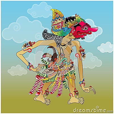 Wayang Dursasana Shadow Puppet Character Vector Illustration ...