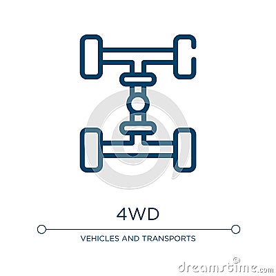 4wd Icon. Linear Vector Illustration From Transport Collection. Outline ...