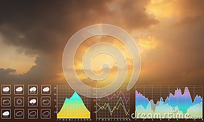 Weather Forecast Symbol Data Presentation With Graph And Chart On ...