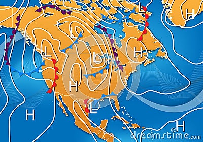 Weather Map Of North America Royalty Free Stock Image - Image: 24535606