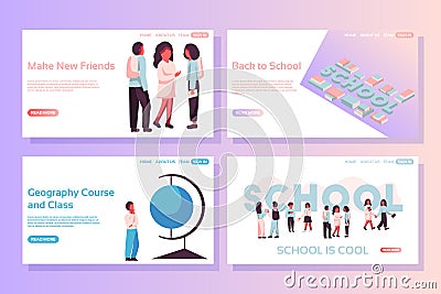 School Web Page Concepts. Web Page Design Templates Of Children Talking ...