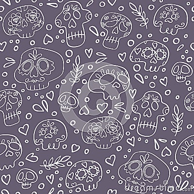 Skulls Seamless Pattern For Textile, Wrapping, Fabric, Wallpapers And ...