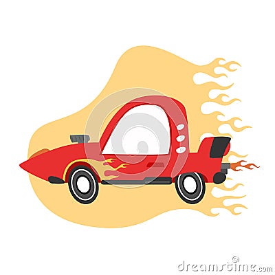 Vector Cartoon Speed Racing Car With Fire Flame | CartoonDealer.com ...