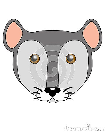 Cute Cartoon Mouse Or Rat - Vector Full Color Illustration. Muzzle Of A ...