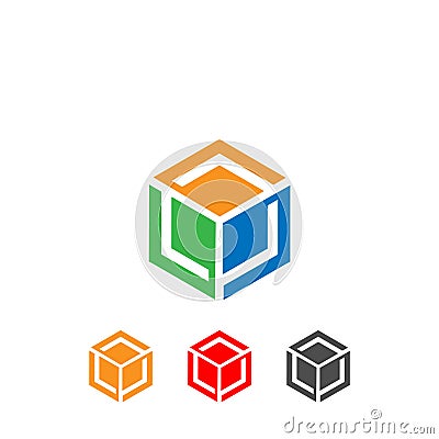 Cube Logo Design Icon Vector Outbox. Abstract Simple Vector Cube Logo ...