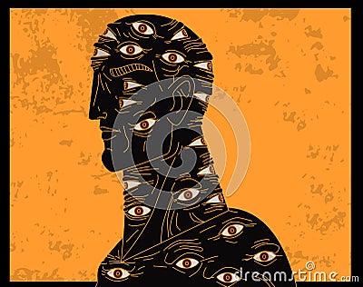 Greek Mythology Argos Giant Monster With Eyes Cartoon Vector ...