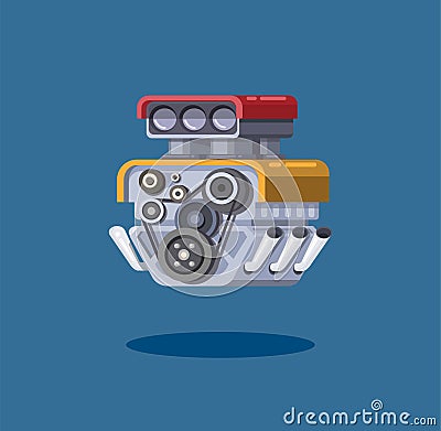 Car Engine Turbo Symbol Concept In Cartoon Illustration Vector ...