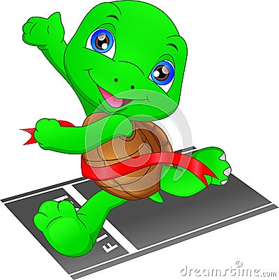 Turtle Running, Turtle Crossing The Finish Line, Turtle Fast Is The ...
